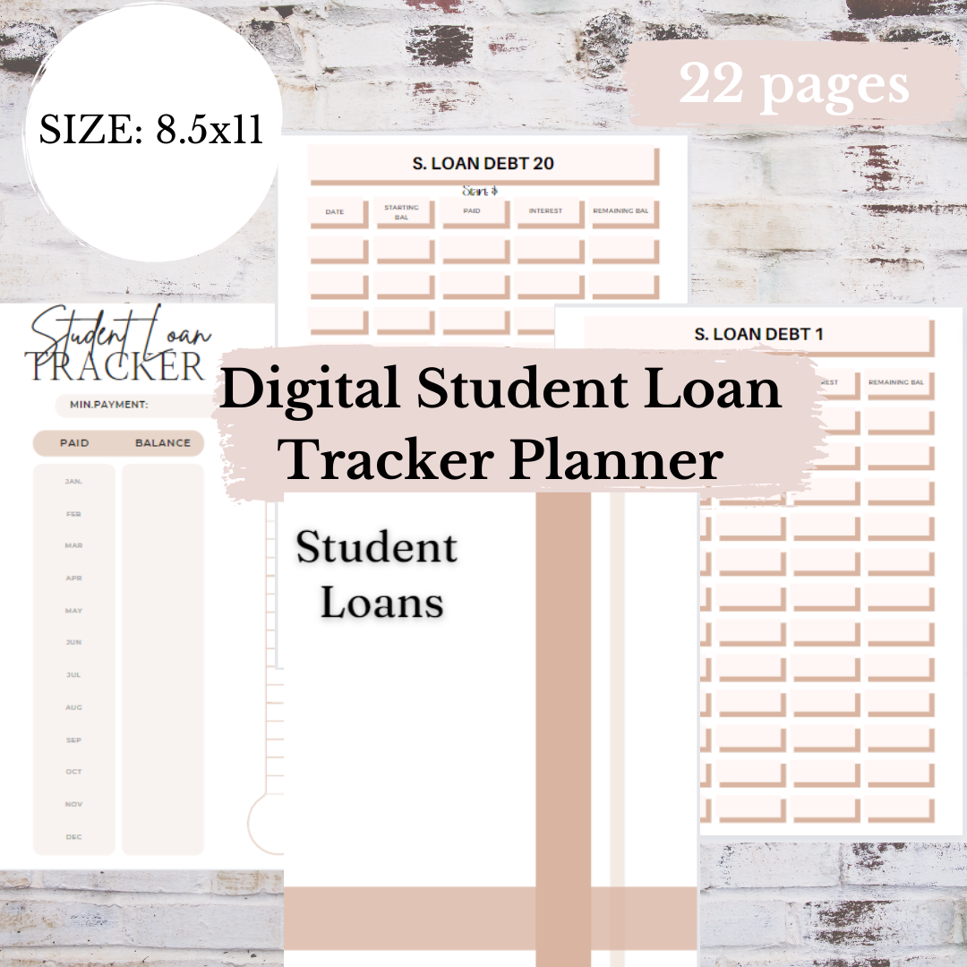Pink Student Loan Tracker Digital Planner / Printable – Paper By Moe