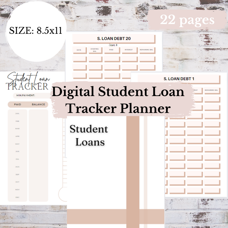 Pink Student Loan Tracker Digital Planner / Printable – Paper By Moe