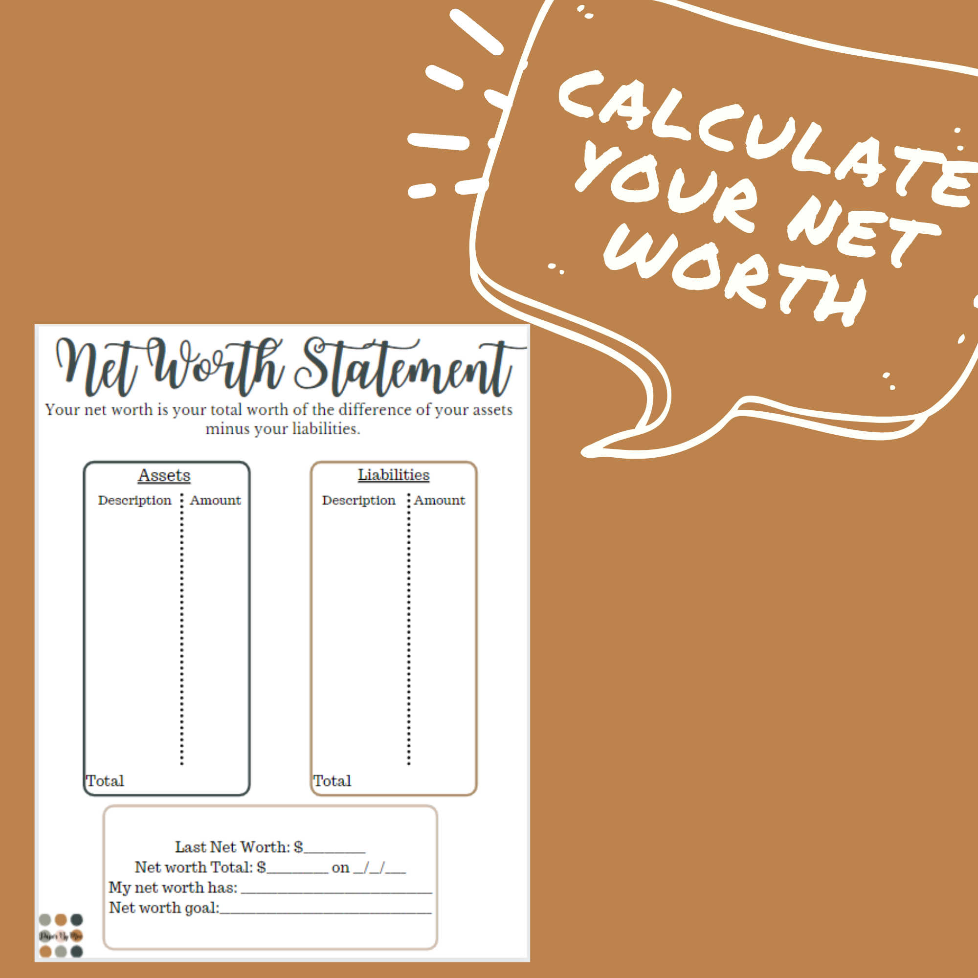 Net Worth Statement – Paper By Moe