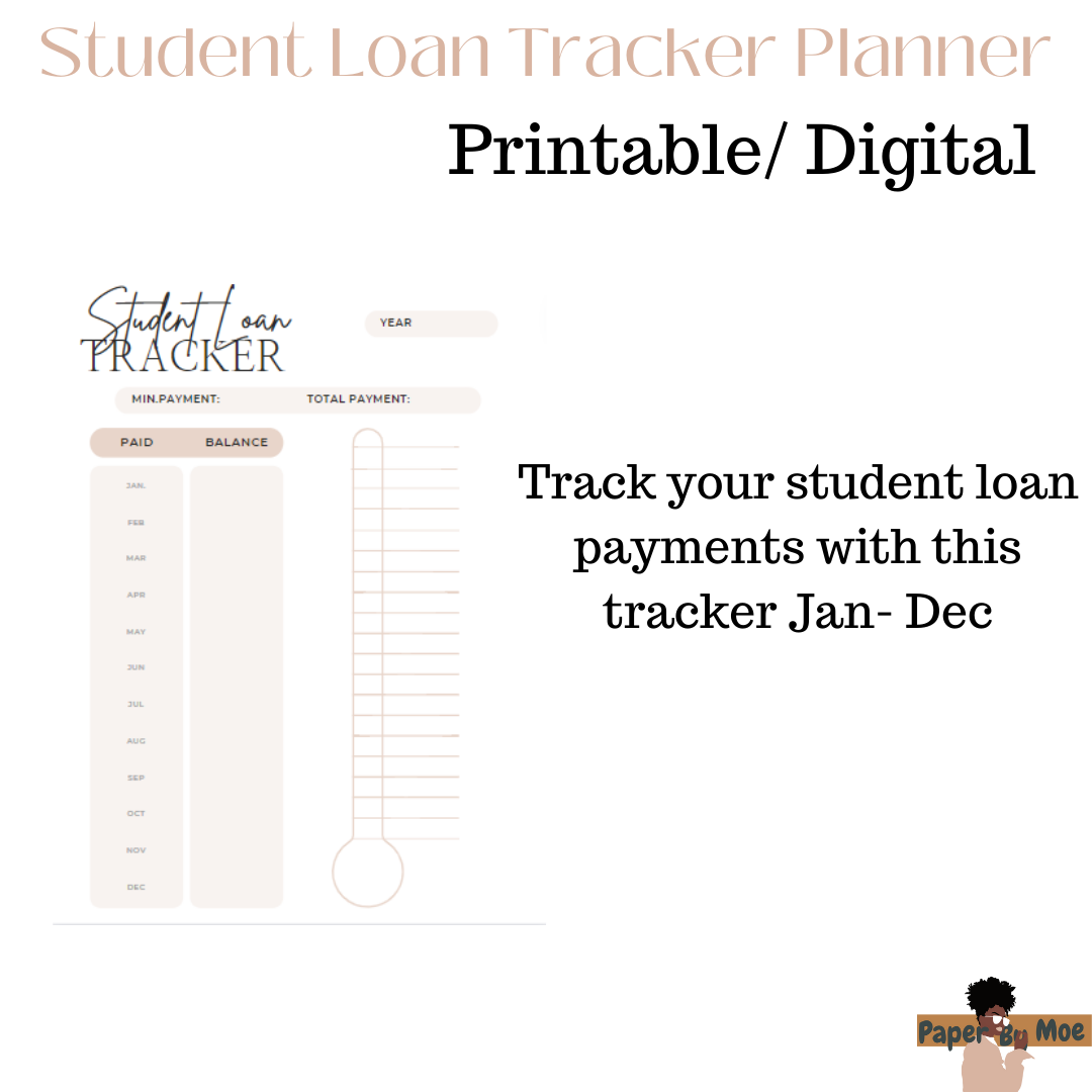 Pink Student Loan Tracker Digital Planner / Printable – Paper By Moe