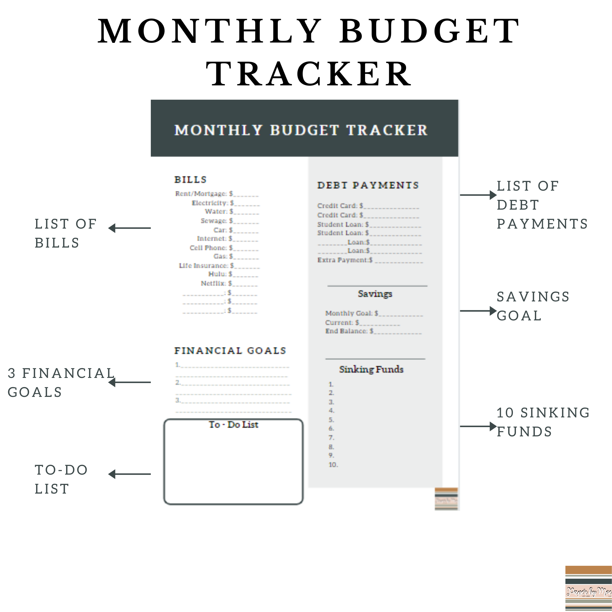 Blue Monthly Budget Printable Tracker – Paper By Moe