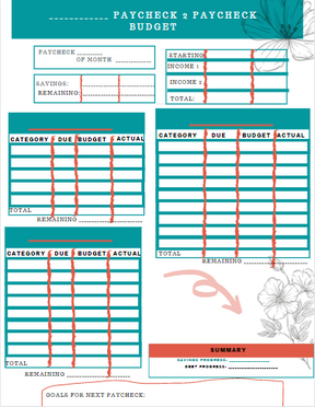 Warm Color Paycheck Budget Printable – Paper By Moe